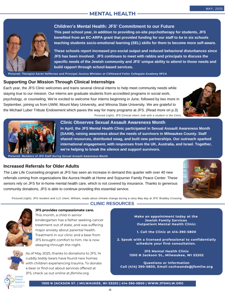 Newsletters | Jewish Family Services Milwaukee